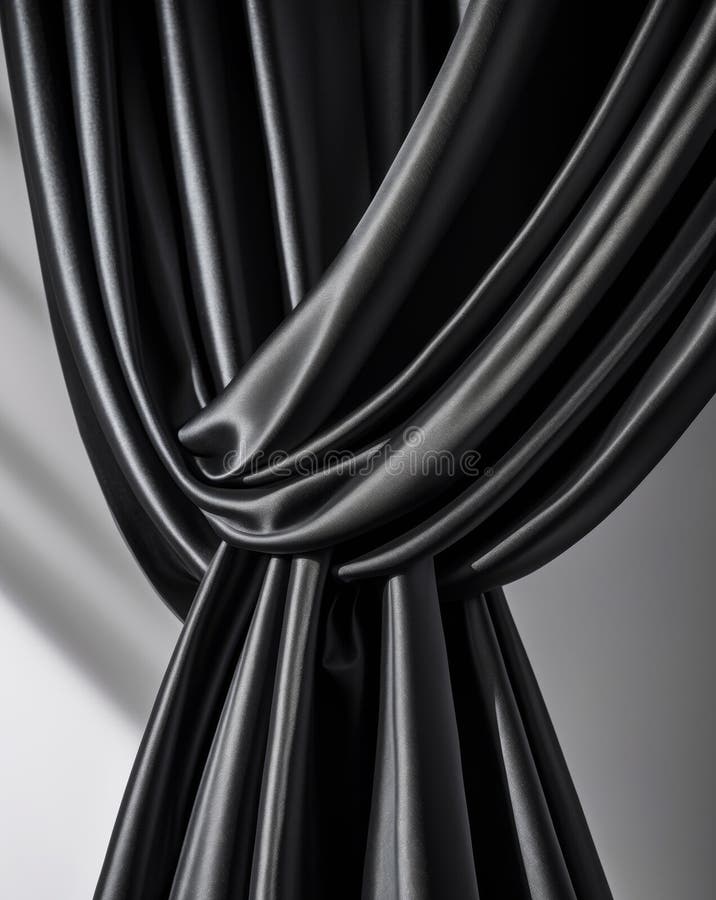 Luxurious Black Satin Drapery Close Up with Chiaroscuro Lighting for ...