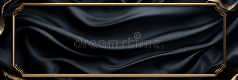 Luxurious Black Silk Fabric Draped Behind an Elegant Golden Frame ...