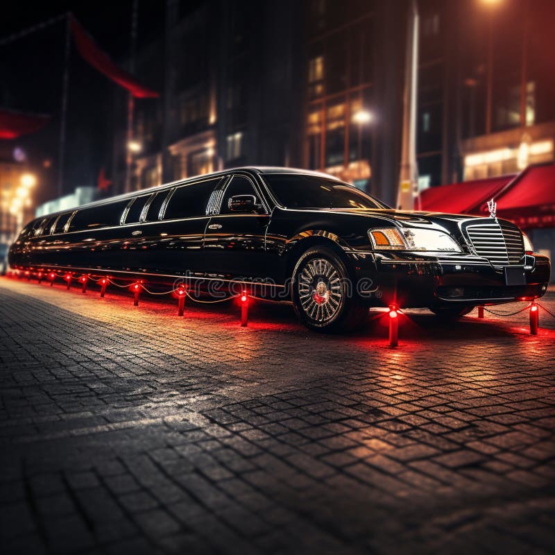 Luxurious Black Stretch Limousine at a Red Carpet Event Stock Image ...