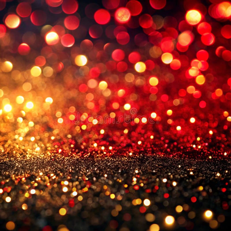 Red, Black and Gold Glitter Lights Background. Defocused Stock ...