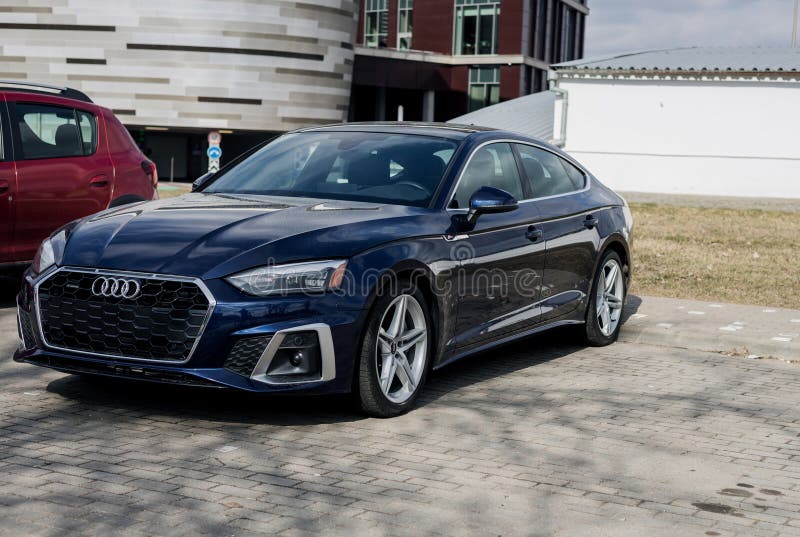 Luxurious blue Audi A5 editorial stock image. Image of retro - 314957659