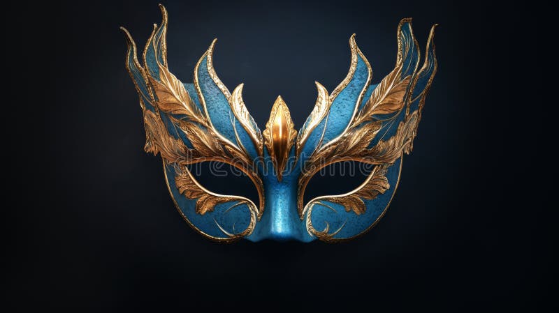Luxurious Blue and Gold Carnival Mask for the Venice Carnival on a Dark ...