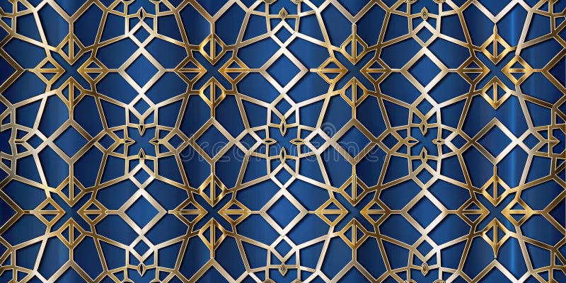 Luxurious Blue and Gold Geometric Lattice Pattern Design. Generative AI ...