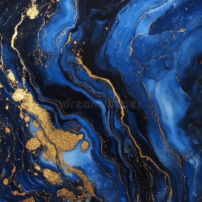 Luxurious Blue and Gold Marble Texture with Abstract Veining Patterns ...