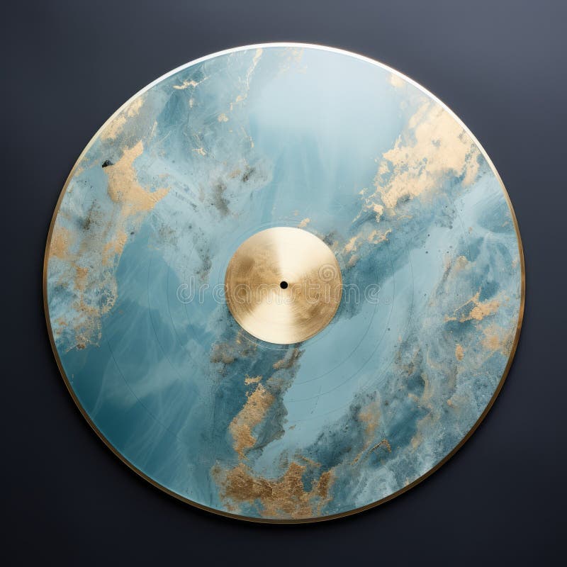 Luxurious Blue and Gold Vinyl Record with Subtle Surface Decoration ...