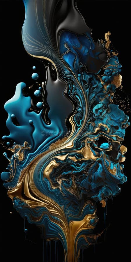 Luxurious Blue Painting Fluid Art in the Technique of a Illustration ...