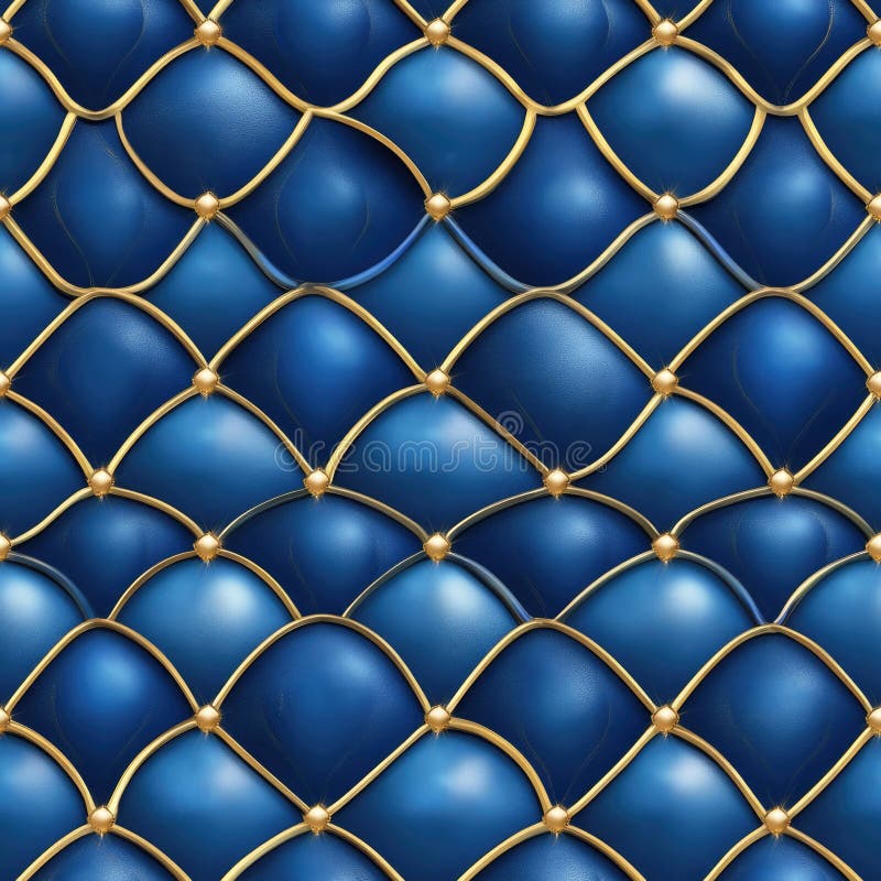 Luxurious Blue Quilted Pattern with Gold Trim Design Stock Photo ...