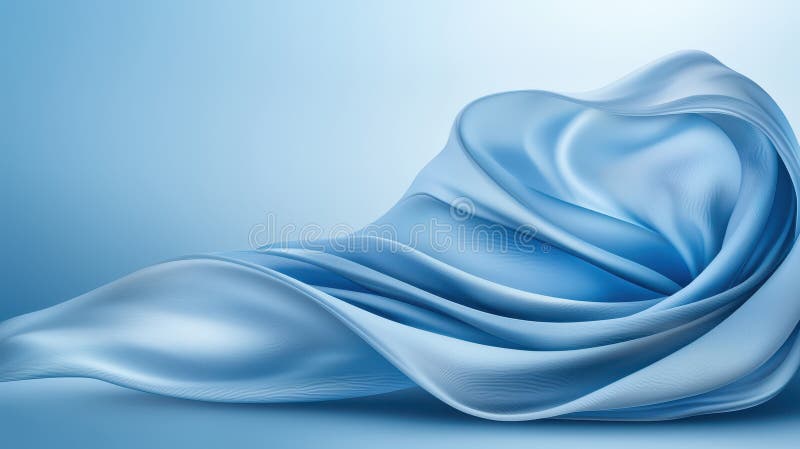 Luxurious Blue Silk Fabric Draped on Matching Background, Study in ...