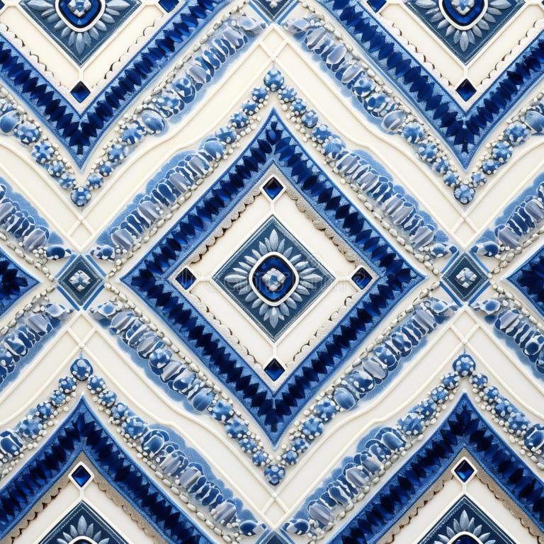 Luxurious Blue and White Baroque Tile with Intricate Patterns Stock ...