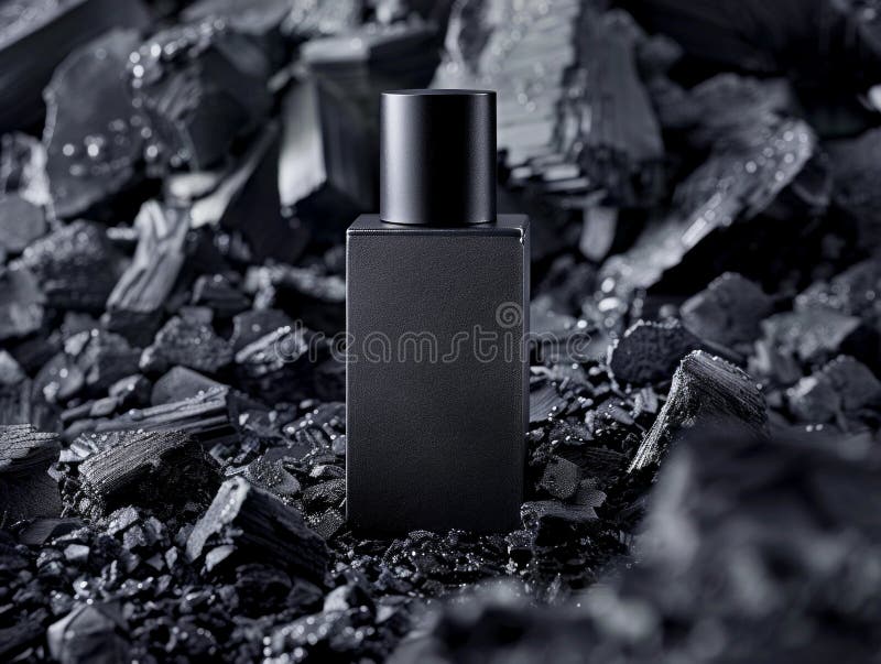 Luxurious Bottle of Perfume Elegantly Perched on Top of a Rugged Pile ...