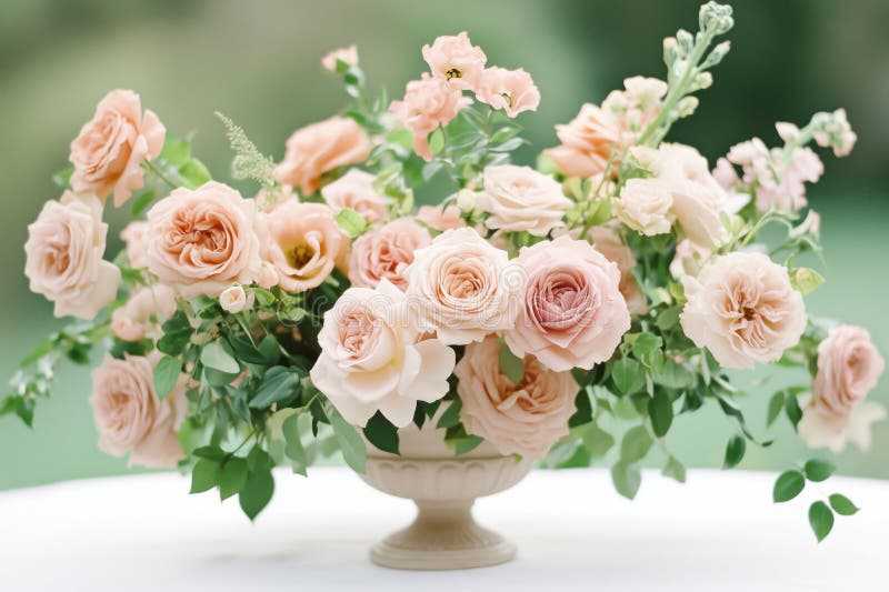 Luxurious Bouquet of Pink Garden Roses. Stock Illustration ...