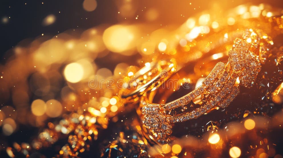 A Luxurious Box Showcases an Elegant Gold Chain and Ring Stock Photo ...