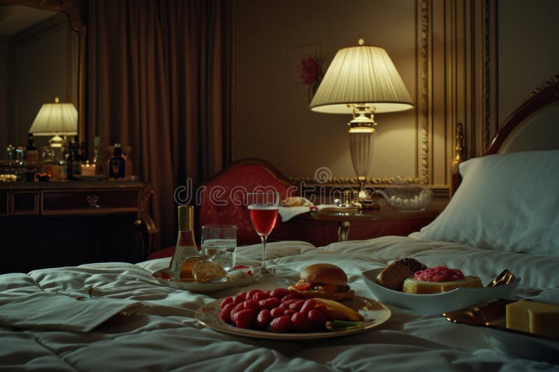 Luxurious Breakfast in Bed stock image. Image of treats - 372473679