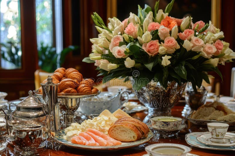 A Luxurious Breakfast Spread Includes a Variety of High-end, Gourmet ...