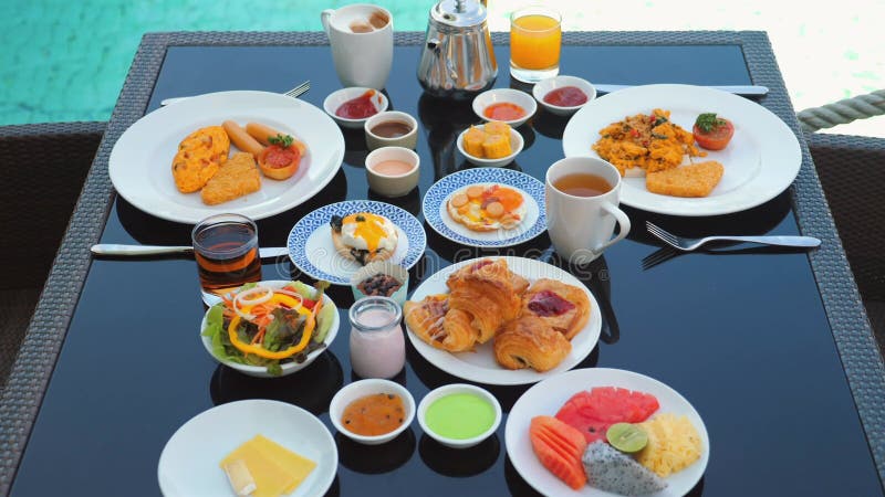 Luxurious Breakfast Spread at Resort with Stock Footage - Video of ...