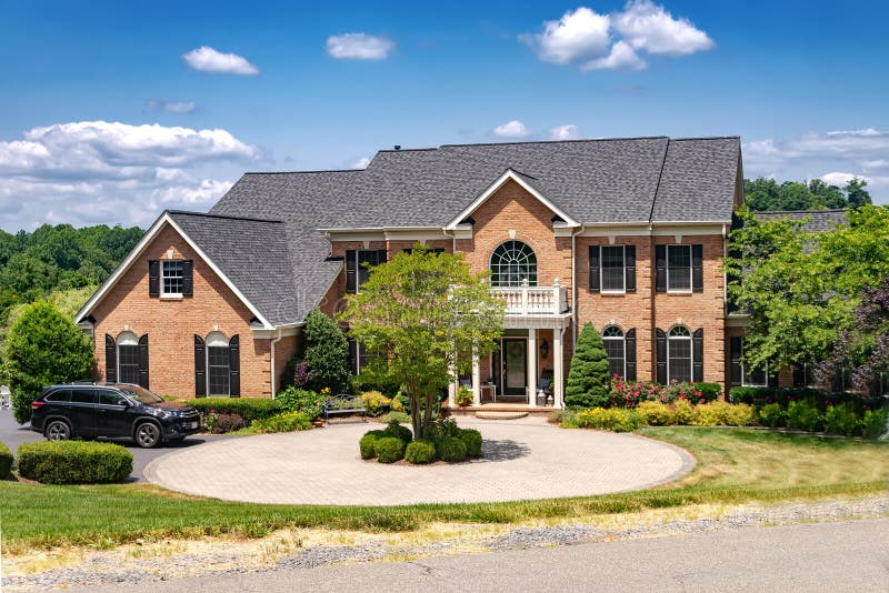 Luxurious Brick House in Suburb. Beautiful House with a Large Lawn ...