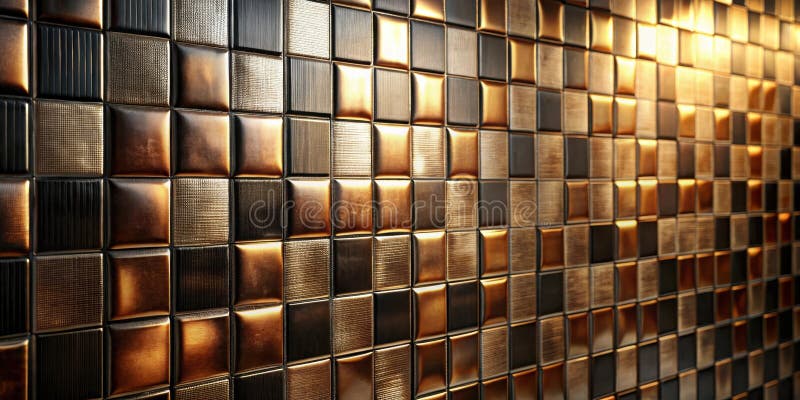 Luxurious Bronze and Dark Brown Square Tile Wall Texture with Subtle ...