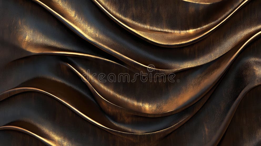Luxurious Brown Leather Featuring Elegant Folds and a Smooth Texture ...