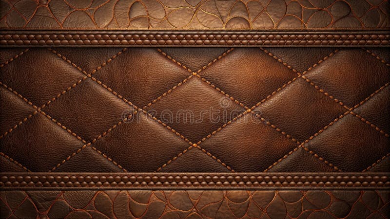 Luxurious Brown Leather Texture with Diamond Stitch Pattern and ...
