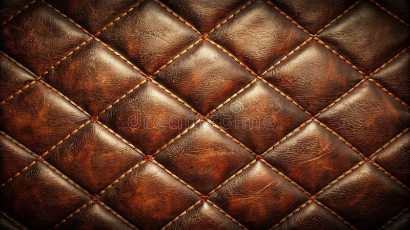 Luxurious Brown Leather Upholstery with Diamond Stitch Pattern ...