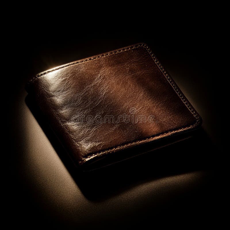 Luxurious Brown Leather Wallet on Dark Background with Dramatic ...