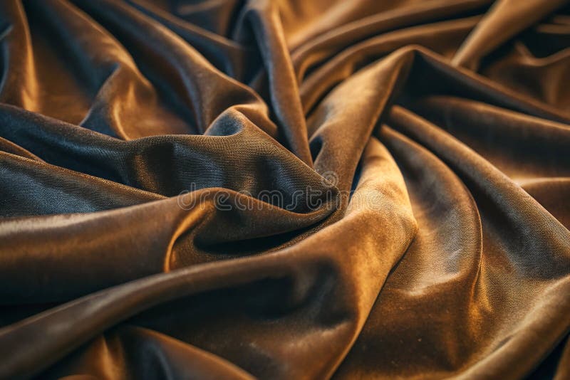 Luxurious Brown Velvet Fabric Draped, Close-up Stock Illustration ...