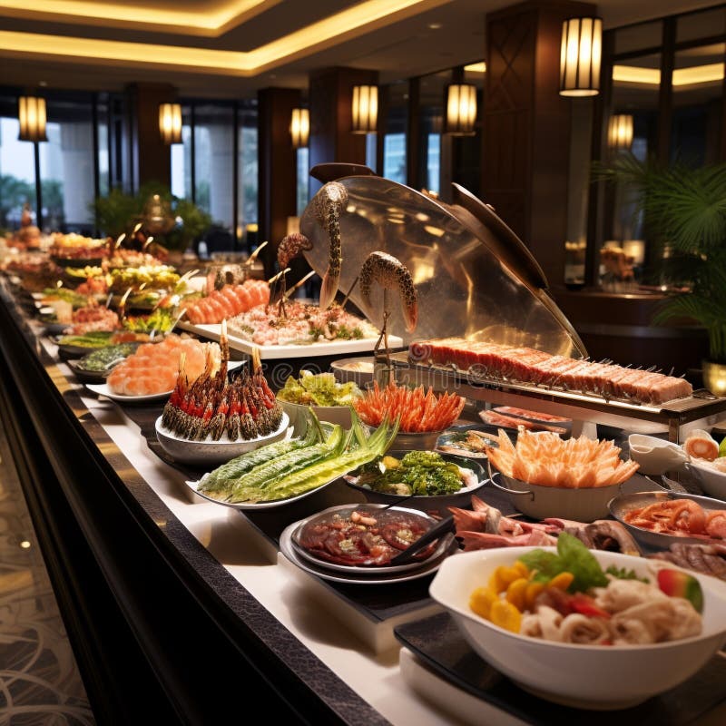 Luxurious Buffet Display: a Feast for the Senses Stock Illustration ...