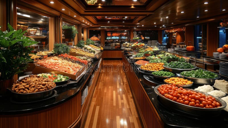 A Luxurious Buffet Featuring an Array of Fresh Vegetables and Fruits ...