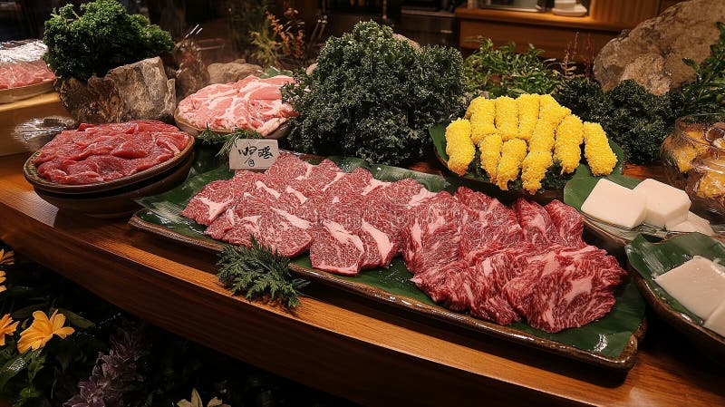 Luxurious Buffet Setup with Rare Meats, Delicacies, and Elegant Serving ...