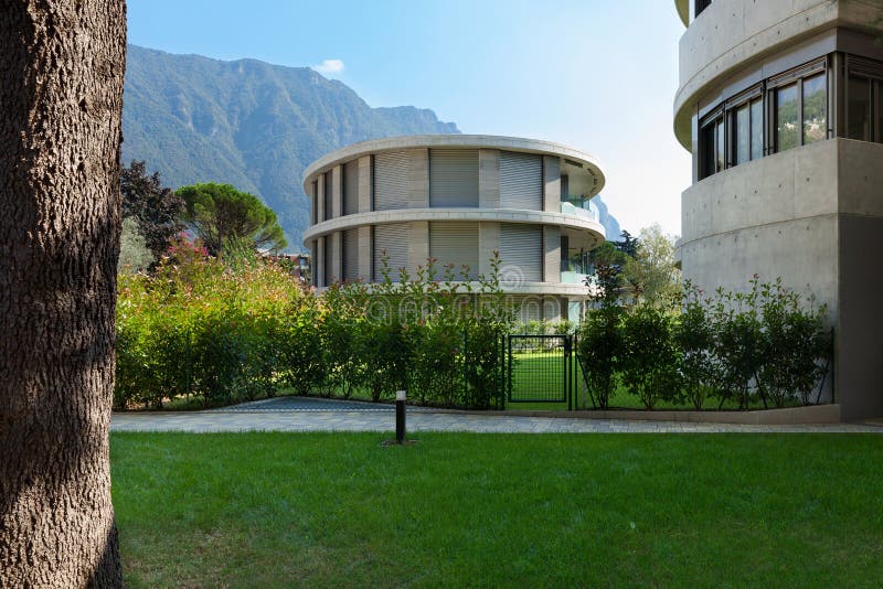 Luxurious Buildings with Garden Stock Image - Image of architecture ...