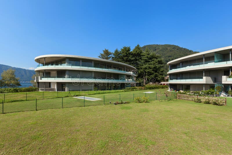 Luxurious Buildings with Garden Stock Image - Image of exterior, garden ...