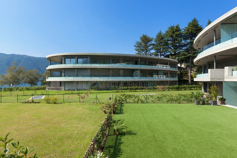 Luxurious Buildings with Garden Stock Image - Image of outside ...