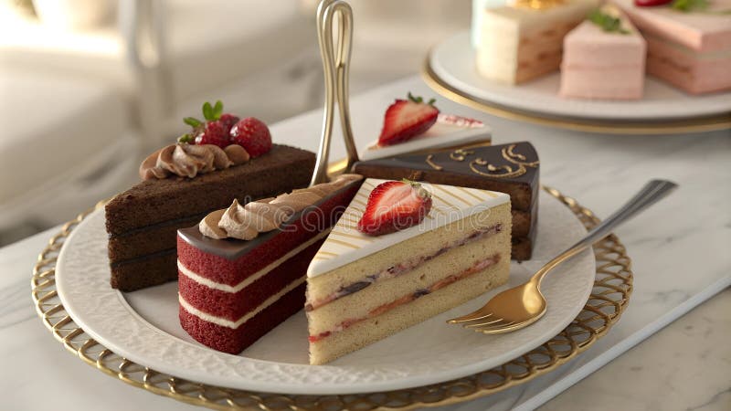 Luxurious Cake Tasting Platter Featuring Assorted Cakes and ...