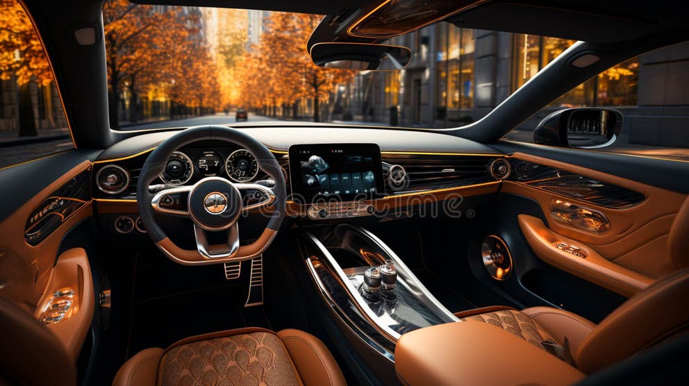 A Luxurious Car Interior Full View Stock Illustration - Illustration of ...