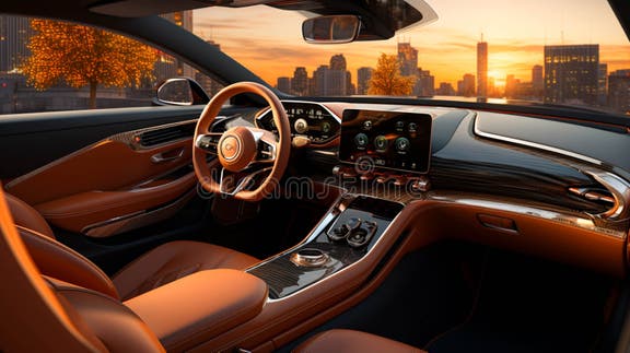 A Luxurious Car Interior Full View Stock Illustration - Illustration of ...