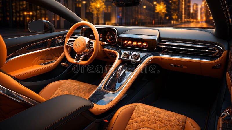 A Luxurious Car Interior Full View Stock Illustration - Illustration of ...