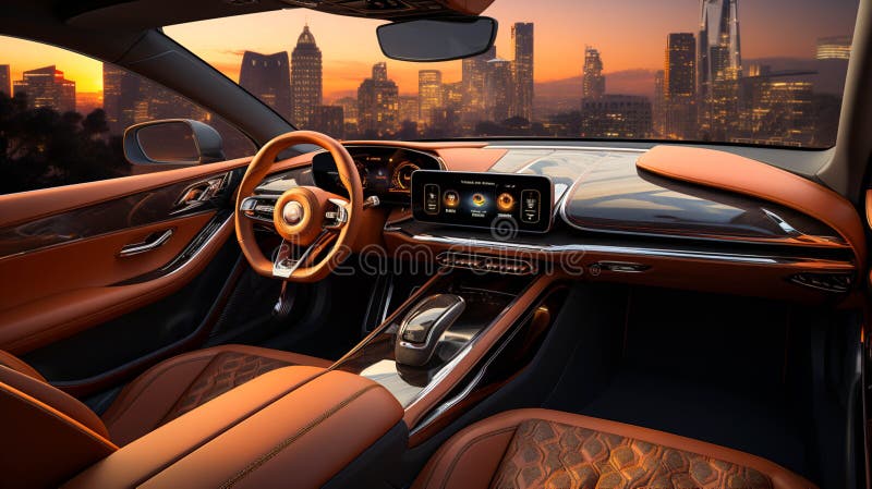 A Luxurious Car Interior Full View Stock Illustration - Illustration of ...