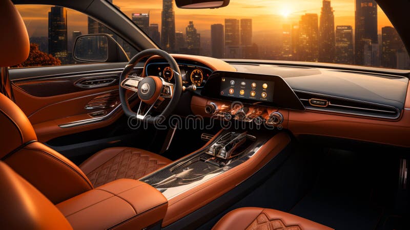 A Luxurious Car Interior Full View Stock Illustration - Illustration of ...