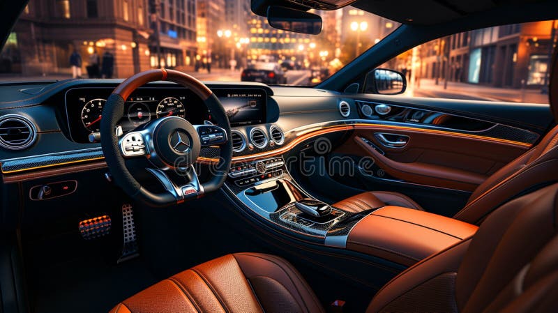 A Luxurious Car Interior Full View Stock Illustration - Illustration of ...