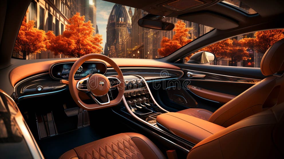 A Luxurious Car Interior Full View Stock Illustration - Illustration of ...