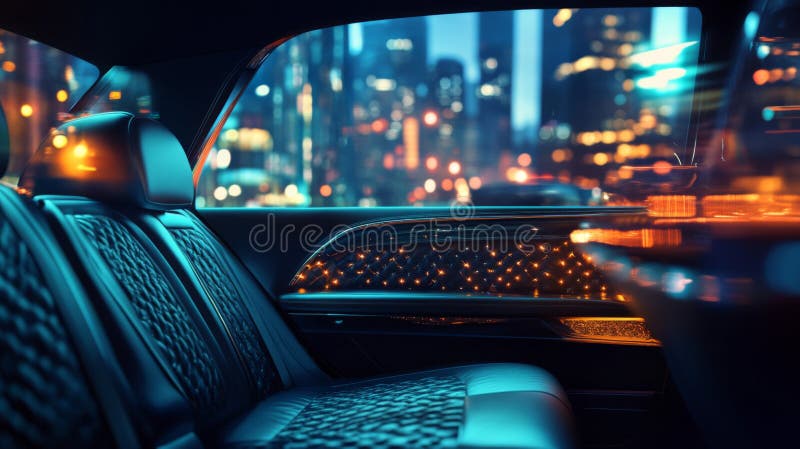 Luxurious Car Interior Night City View Stock Illustration ...