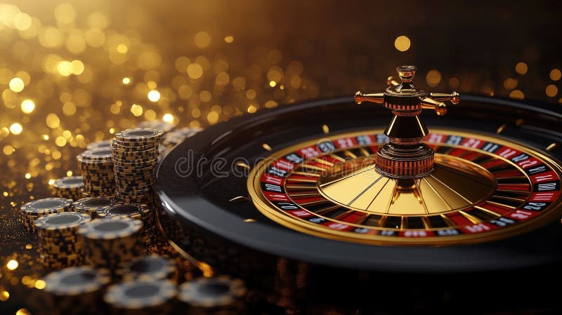 Luxurious Casino Roulette Wheel with Glittering Poker Chips Stock Image ...