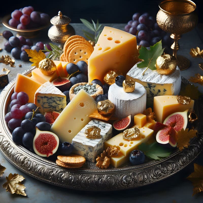 Luxurious Cheese and Fruit Board Stock Illustration - Illustration of ...