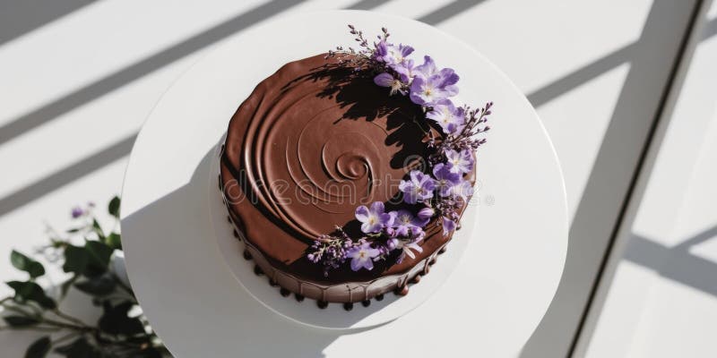 Luxurious Chocolate Drip Cake with Violet Floral Decor for Special ...