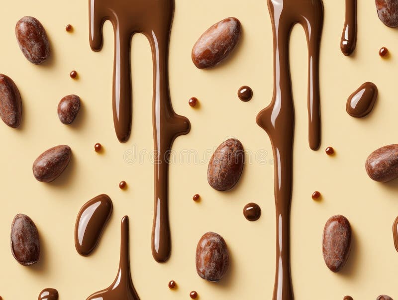 Luxurious Chocolate Pattern with Dripping Melted Chocolate and Cocoa ...
