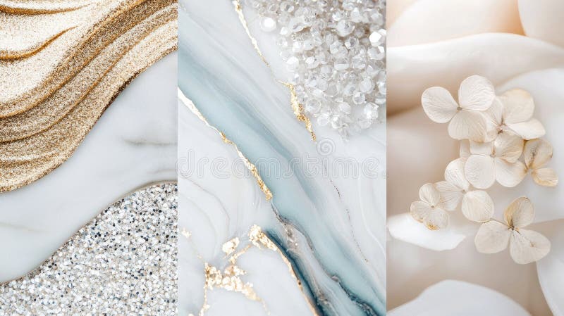 Luxury Collage with Marble, Gold, Diamonds, and Glitter Elements Stock ...