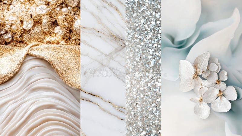 Luxury Collage with Marble, Gold, Diamonds, and Glitter Elements Stock ...