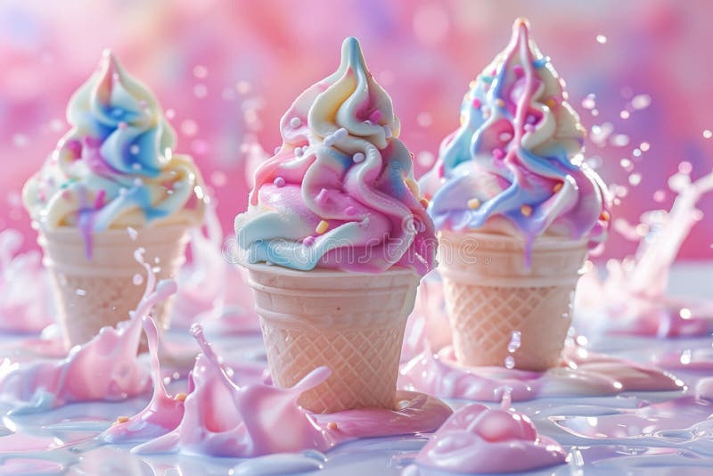 Luxurious Color Soft Serve Ice Cream Cones with Edible Glitter ... Luxurious Color Soft Serve Ice Cream Cones with Edible Glitter ...