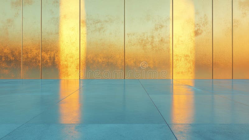 Luxurious Concrete and Brushed Gold Wall with Reflective Surface ...