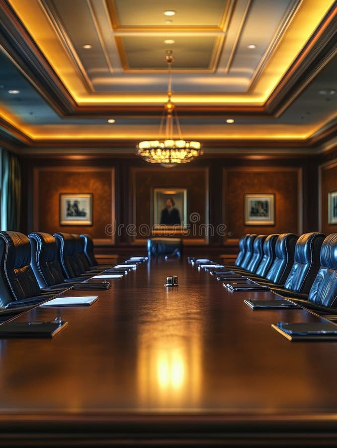 Luxurious Conference Table in an Elite Political Setting with Ambient ...